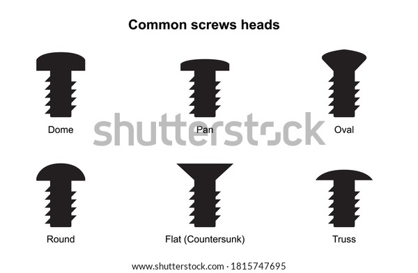 Common Screws Heads Types Slots Bolt Stock Vector (Royalty Free) 1815747695
