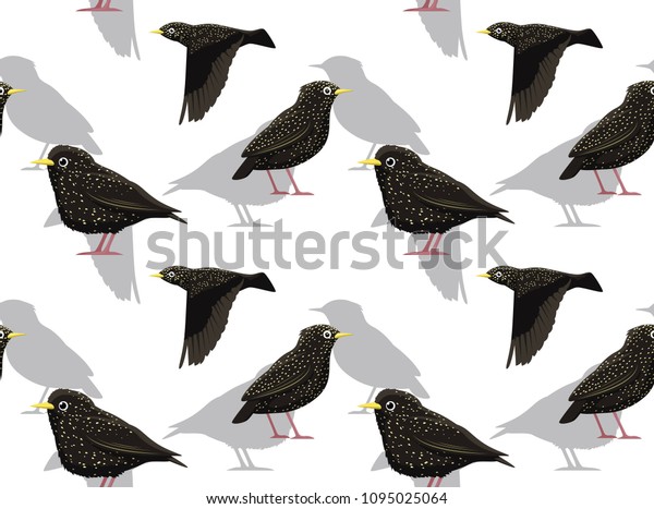 Common Starling Background Seamless Wallpaper Stock Vector (Royalty ...