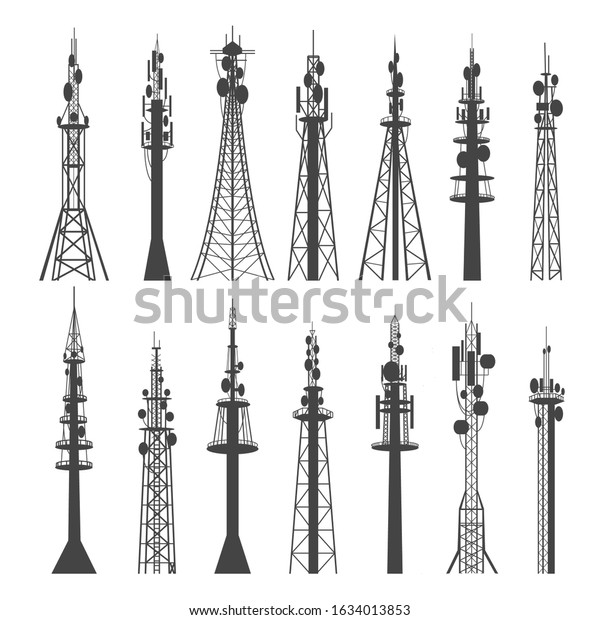 Communicating Towers Mobile Network Cellular Antennas 库存矢量图（免版税 ...