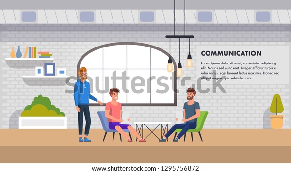 Communication Banner Group People Communicate About Stock Vector ...
