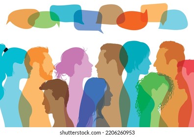 Communication Between Groups People Talking Crowd Stock Vector (Royalty ...