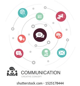 Communication Colored Circle Concept Simple Icons Stock Vector (Royalty ...