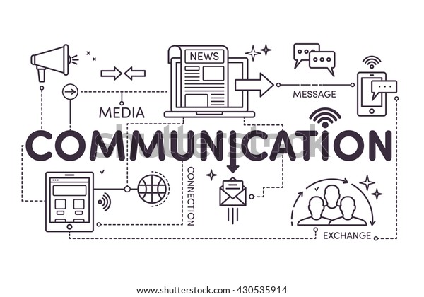 Communication Concept Web Infographic Linear Design Stock Vector ...