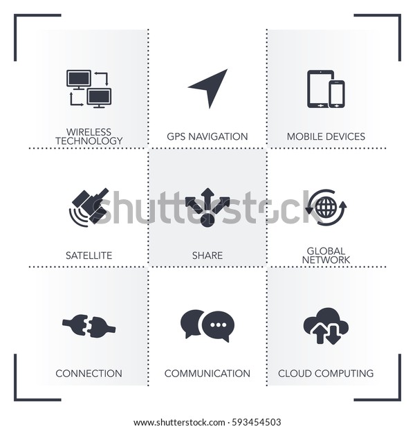 Communication Connectivity Icon Set Stock Vector (Royalty Free ...