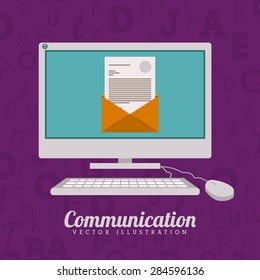 Communication Design Over Purple Background Vector Stock Vector ...