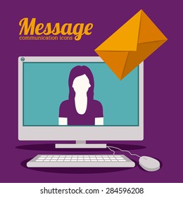 Communication Design Over Purple Background Vector Stock Vector ...