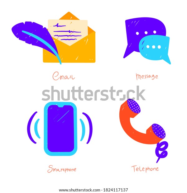 Communication Email Smartphone Chat Message Telephone Stock Vector ...