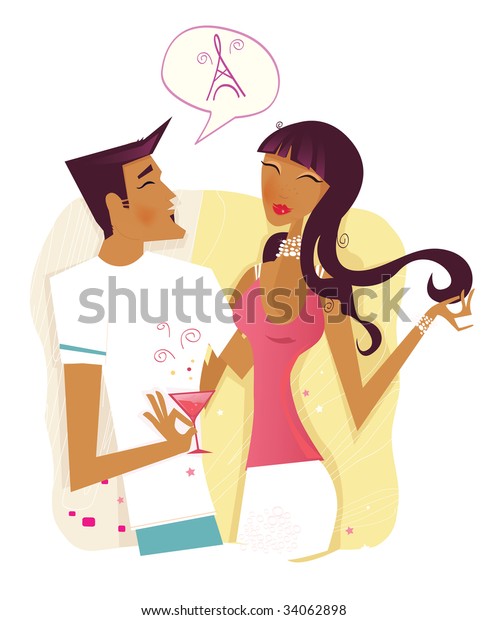 Communication Flirting Young Couple Hot Communication Stock Vector ...