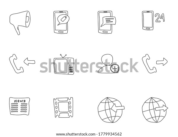 Communication Hand Drawn Doodles Isolated On Stock Vector (Royalty Free ...