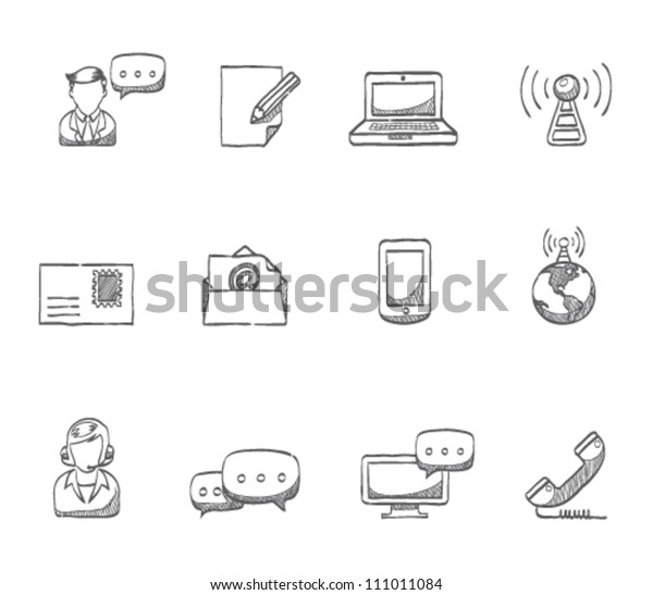 Communication Icon Series Sketch Stock Vector (Royalty Free) 111011084 ...