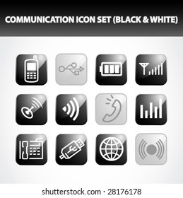 Communication Icon Set Black White Stock Vector (Royalty Free) 28176178 ...