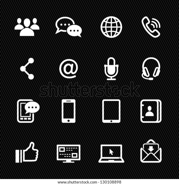 Communication Icons Black Background Stock Vector (Royalty Free ...