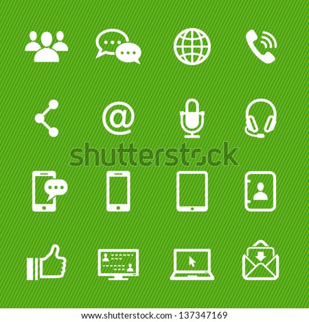 Communication Icons Green Background Stock Vector (Royalty Free ...