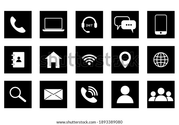 Communication Icons On Black Background Communication Stock Vector ...
