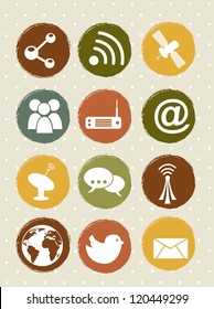 Communication Icons Over Beige Background Vector Stock Vector (Royalty ...