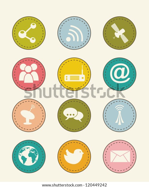 Communication Icons Over Beige Background Vector Stock Vector (Royalty ...