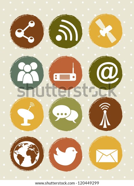 Communication Icons Over Beige Background Vector Stock Vector (Royalty ...