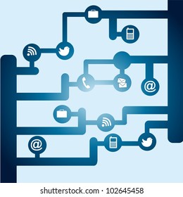 Communication Icons Over Blue Background Vector Stock Vector (Royalty ...