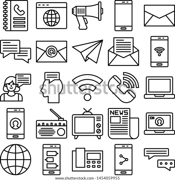 Communication Icons Pack Isolated Communication Symbols Stock Vector ...