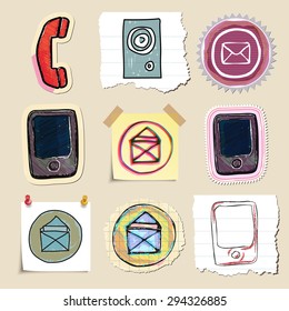 Communication Icons Set Hand Drawn Isolated Stock Vector (Royalty Free ...