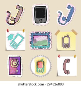 Communication Icons Set Hand Drawn Isolated Stock Vector (Royalty Free ...