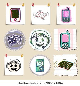 Communication Icons Set Hand Drawn Isolated Stock Vector (Royalty Free ...