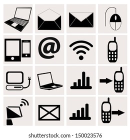 Communication Icons White Background Stock Vector (Royalty Free ...