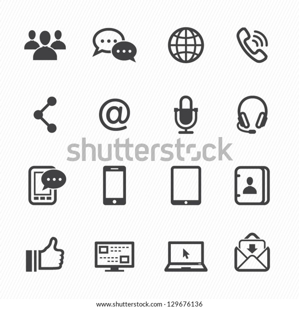 Communication Icons White Background Stock Vector (Royalty Free) 129676136