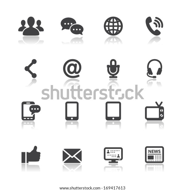 Communication Icons White Background Stock Vector (Royalty Free) 169417613