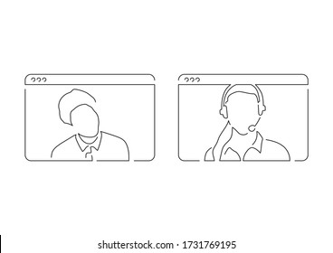 Communication Isolated Line Drawing Vector Illustration Stock Vector ...