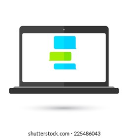 Communication Laptop Icon Chat Bubbles Stock Vector (Royalty Free ...