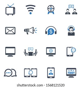 Communication Media Icons Blue Version Stock Vector (Royalty Free ...