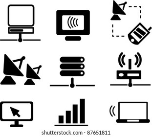 Communication Network Icons Signs Vector Illustrations Stock Vector ...