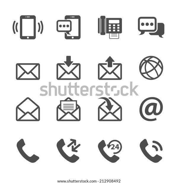 Communication Phone Email Icon Set Vector Stock Vector (Royalty Free ...
