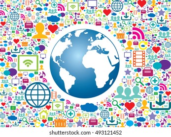 Communication Social Media Increasing Globalization World 스톡 벡터(로열티 프리 ...