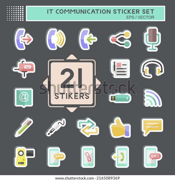 Communication Sticker Set Suitable Education Symbol Stock Vector ...