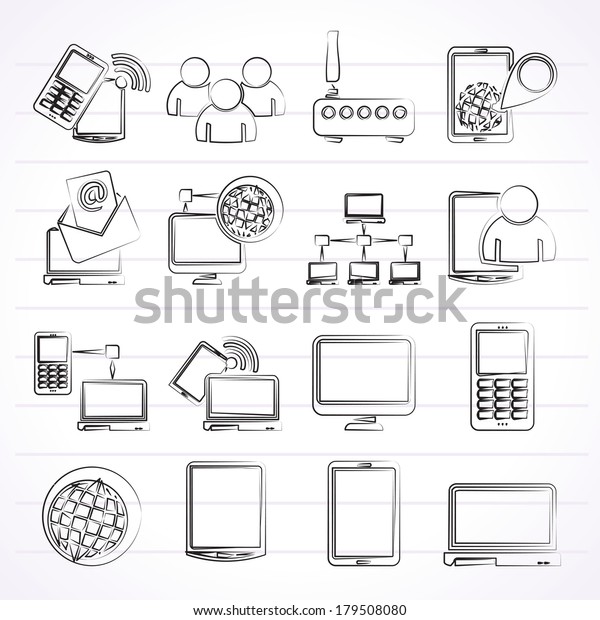 Communication Technology Equipment Icons Vector Icon Stock Vector ...