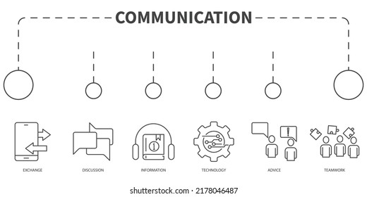 Communication Vector Illustration Concept Banner Icons Stock Vector ...