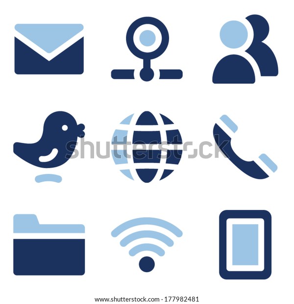 Communication Web Icons Blue Set Stock Vector (Royalty Free) 177982481 ...