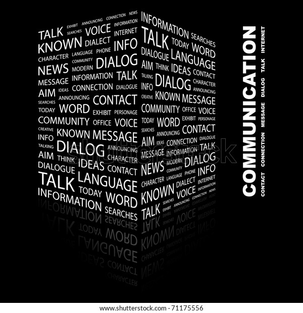 Communication Word Collage On Black Background Stock Vector (Royalty ...