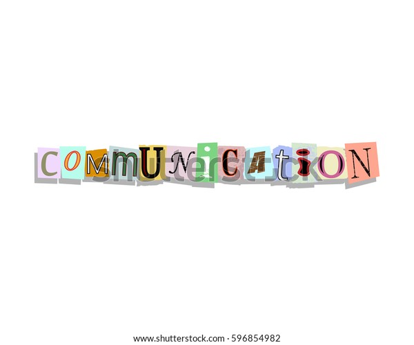 Communication Word Torn Paper Letters Text: vector de stock (libre de ...