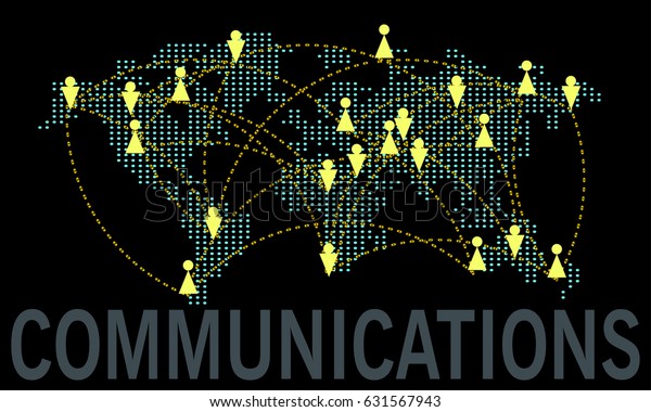 Communication Communication World Map Two Hemispheres Stock Vector ...