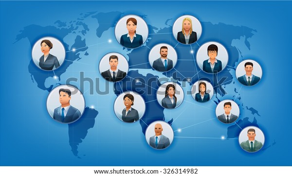 Communications Business World Network Cooperation Partners Stok Vektör ...