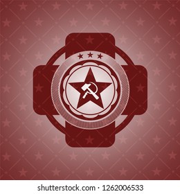 Communism Icon Inside Retro Red Emblem Stock Vector (Royalty Free ...