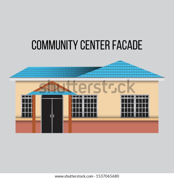 Community Center Building Facade Vector Stock Vector (Royalty Free ...