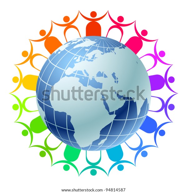 Community People Joined Around Globe Logo Stock Vector (Royalty Free ...