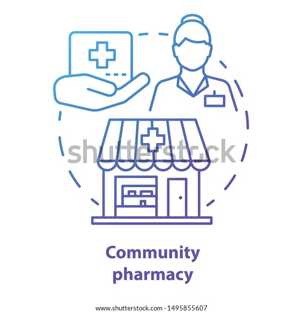 Community Pharmacy Concept Icon Social Government Stock Vector (Royalty ...