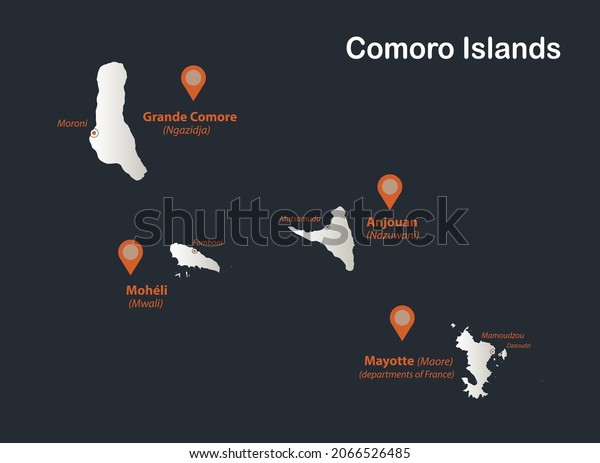 Comoros Island Map Infographics Flat Design Stock Vector (Royalty Free ...