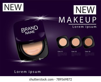 Compact Foundation Ads Attractive Makeup Essential Stock Vector ...