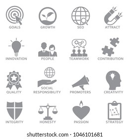 Company Core Values Icons Black Flat Stock Vector (Royalty Free ...